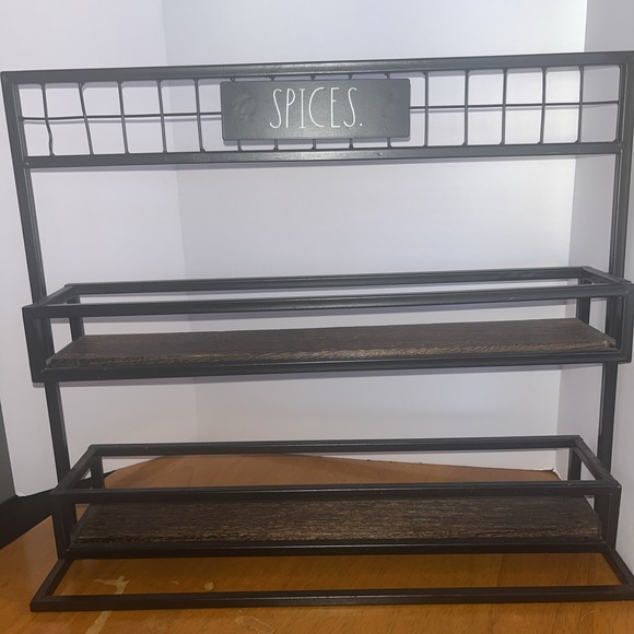 Rae Dunn | Kitchen | Rae Dunn Metal And Wood Shelves Freestanding Spice ...